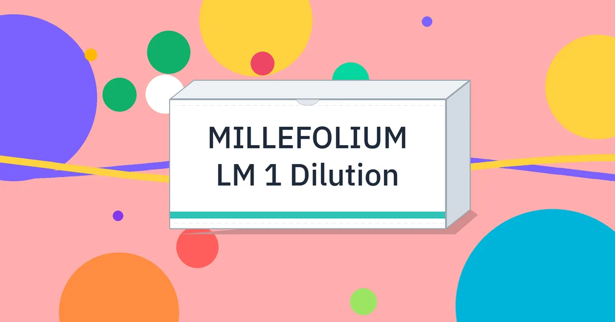 Symbolbild: Packung mit der Aufschrift MILLEFOLIUM LM 1 Dilution (PZN 13607815) – Verfügbarkeit und Bezug in Apotheken in Frankfurt am Main