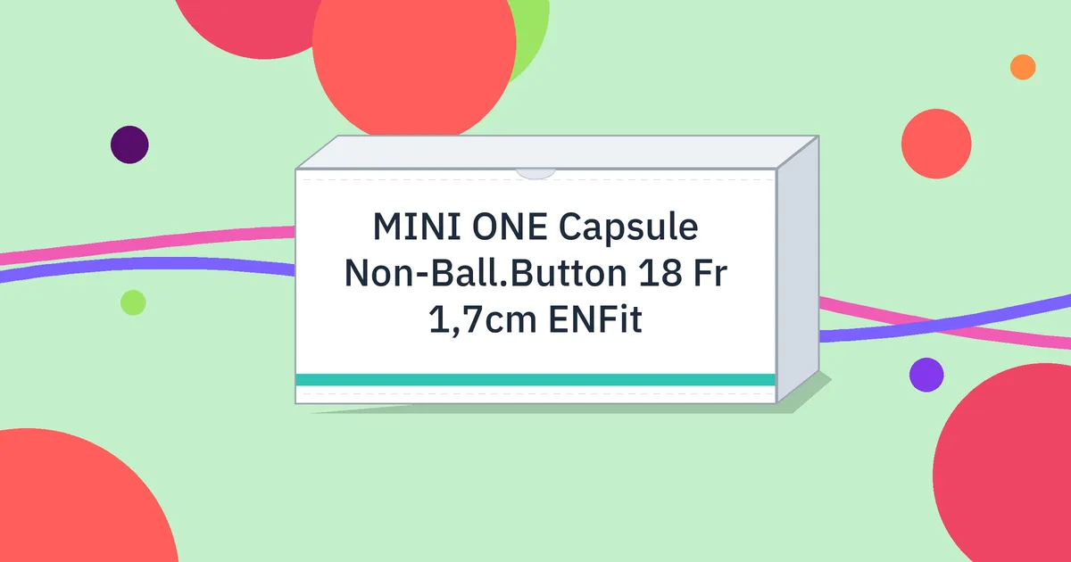 Symbolbild: Packung mit der Aufschrift MINI ONE Capsule Non-Ball.Button 18 Fr 1,7cm ENFit (PZN 14344080) – Verfügbarkeit und Bezug in Apotheken in Frankfurt am Main