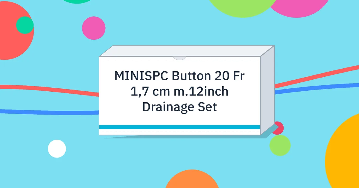 Symbolbild: Packung mit der Aufschrift MINISPC Button 20 Fr 1,7 cm m.12inch Drainage Set (PZN 20821182) – Verfügbarkeit und Bezug in Apotheken in Frankfurt am Main