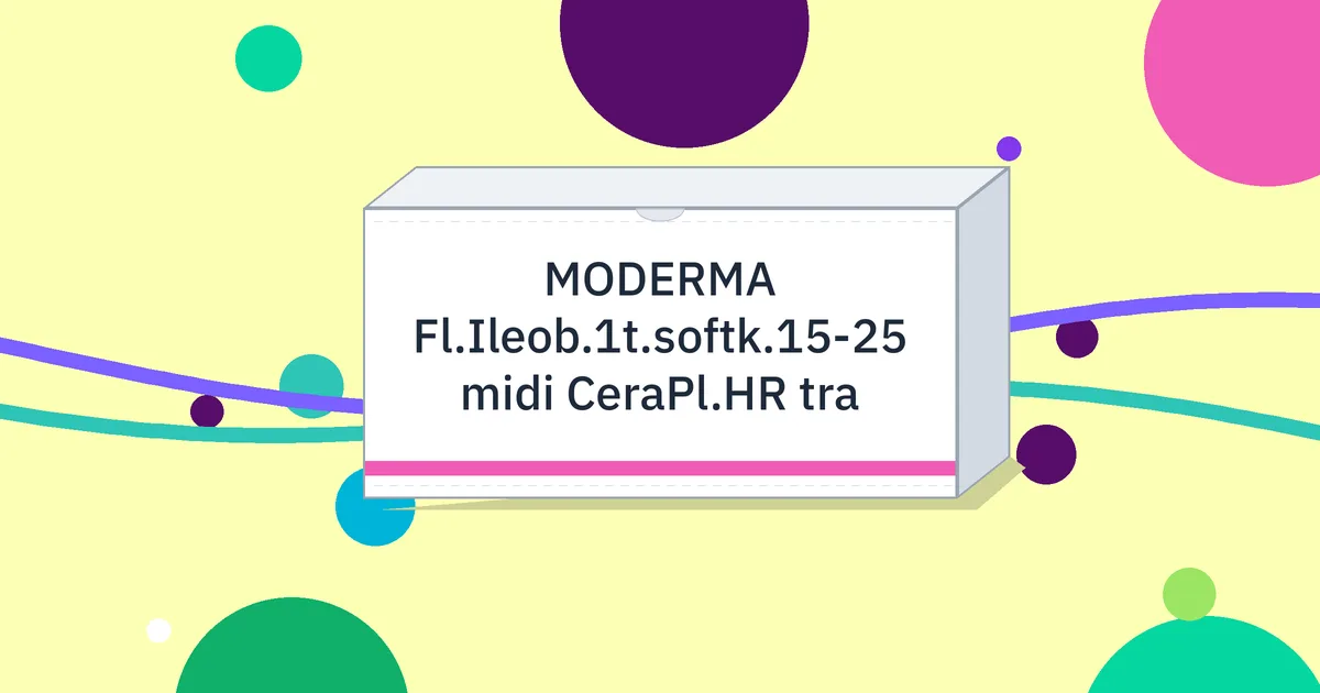 Symbolbild: Packung mit der Aufschrift MODERMA Fl.Ileob.1t.softk.15-25 midi CeraPl.HR tra (PZN 18182295) – Verfügbarkeit und Bezug in Apotheken in Frankfurt am Main