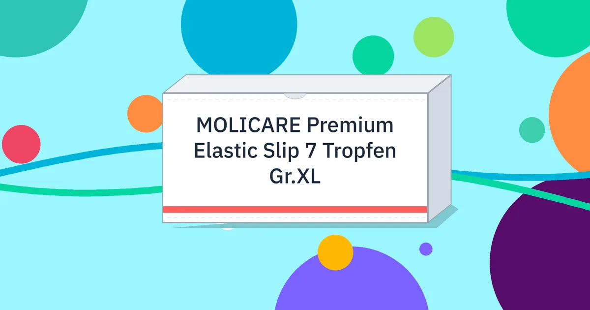 Symbolbild: Packung mit der Aufschrift MOLICARE Premium Elastic Slip 7 Tropfen Gr.XL (PZN 14215253) – Verfügbarkeit und Bezug in Apotheken in Frankfurt am Main