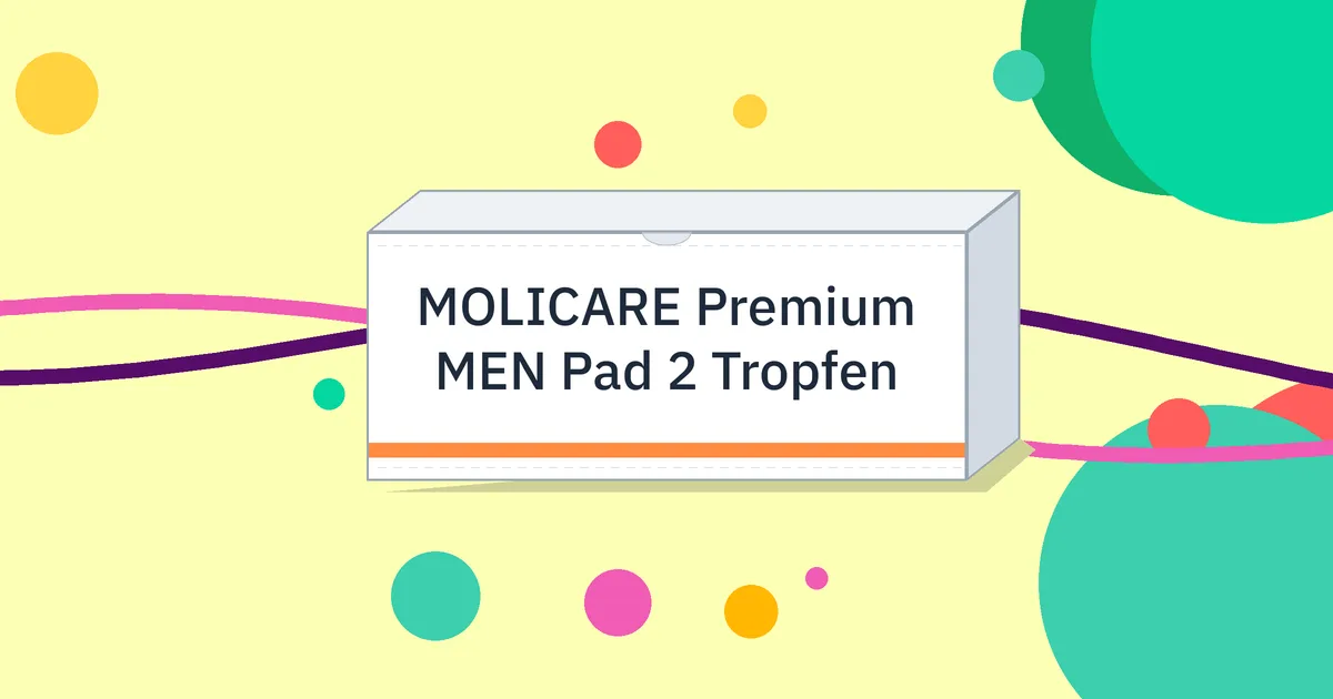 Symbolbild: Packung mit der Aufschrift MOLICARE Premium MEN Pad 2 Tropfen (PZN 13982499) – Verfügbarkeit und Bezug in Apotheken in Frankfurt am Main