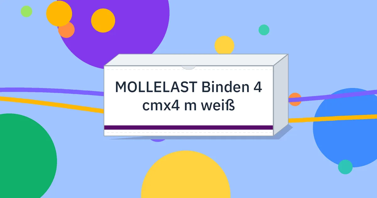 Symbolbild: Packung mit der Aufschrift MOLLELAST Binden 4 cmx4 m weiß (PZN 15430321) – Verfügbarkeit und Bezug in Apotheken in Frankfurt am Main