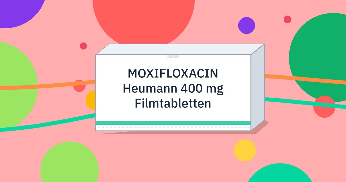 Symbolbild: Packung mit der Aufschrift MOXIFLOXACIN Heumann 400 mg Filmtabletten (PZN 16197849) – Verfügbarkeit und Bezug in Apotheken in Frankfurt am Main