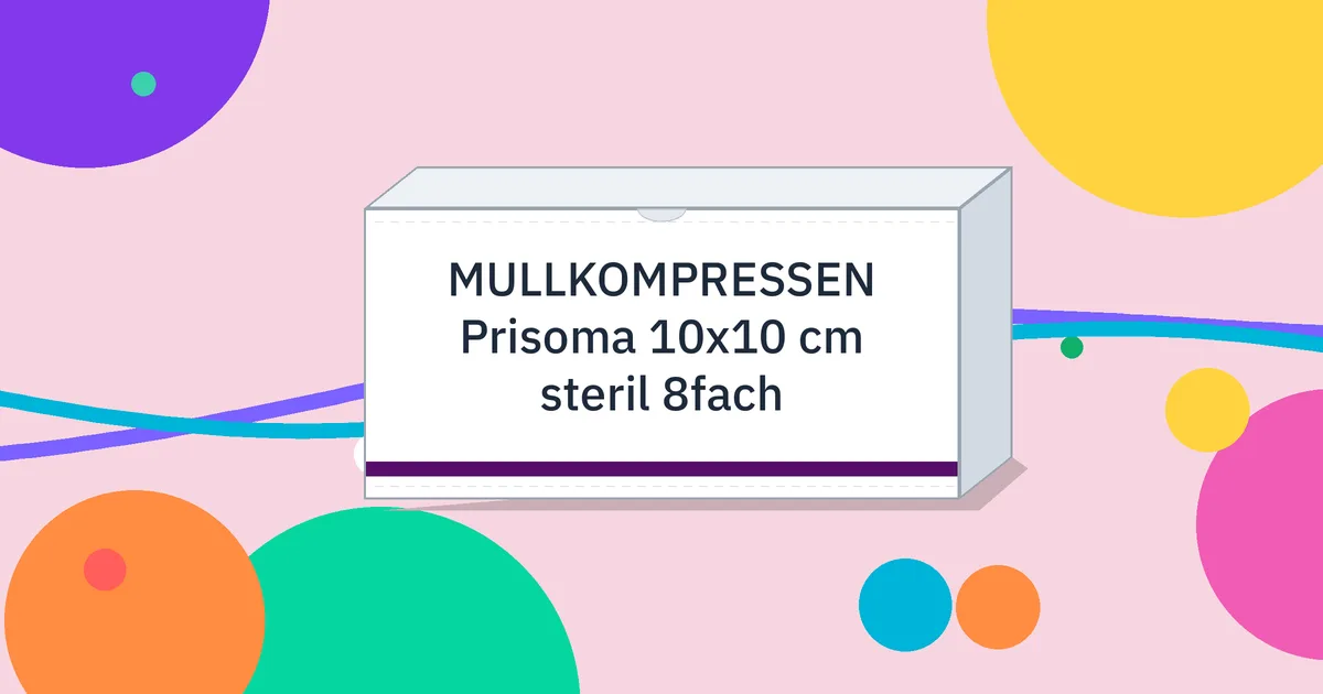 Symbolbild: Packung mit der Aufschrift MULLKOMPRESSEN Prisoma 10x10 cm steril 8fach (PZN 18752025) – Verfügbarkeit und Bezug in Apotheken in Frankfurt am Main