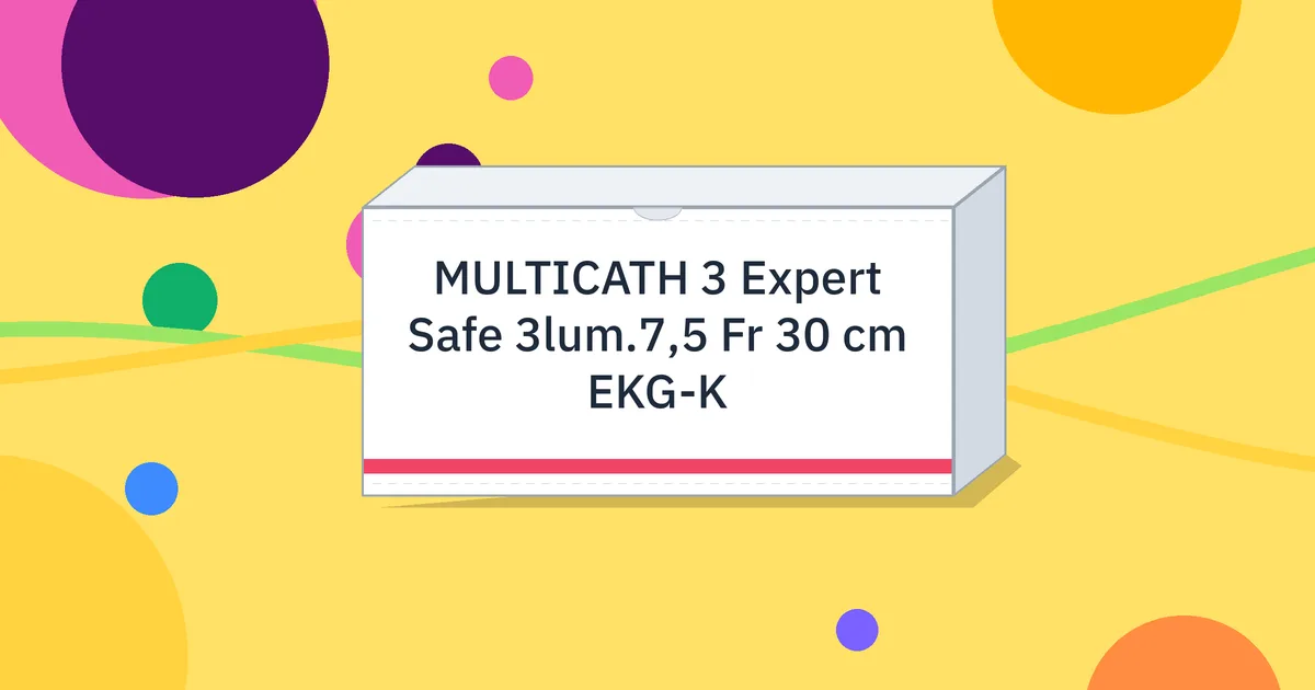 Symbolbild: Packung mit der Aufschrift MULTICATH 3 Expert Safe 3lum.7,5 Fr 30 cm EKG-K (PZN 10354584) – Verfügbarkeit und Bezug in Apotheken in Frankfurt am Main