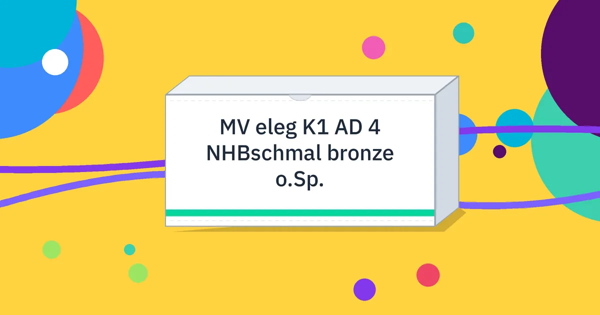 Symbolbild: Packung mit der Aufschrift MV eleg K1 AD 4 NHBschmal bronze o.Sp. (PZN 15673673) – Verfügbarkeit und Bezug in Apotheken in Frankfurt am Main