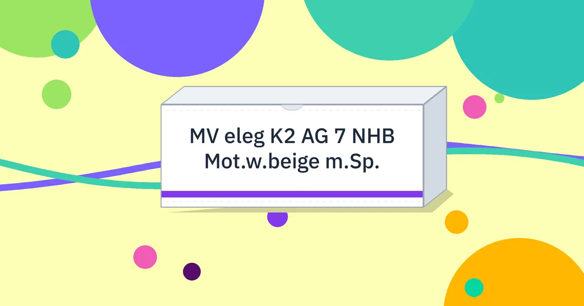 Symbolbild: Packung mit der Aufschrift MV eleg K2 AG 7 NHB Mot.w.beige m.Sp. (PZN 15727311) – Verfügbarkeit und Bezug in Apotheken in Frankfurt am Main