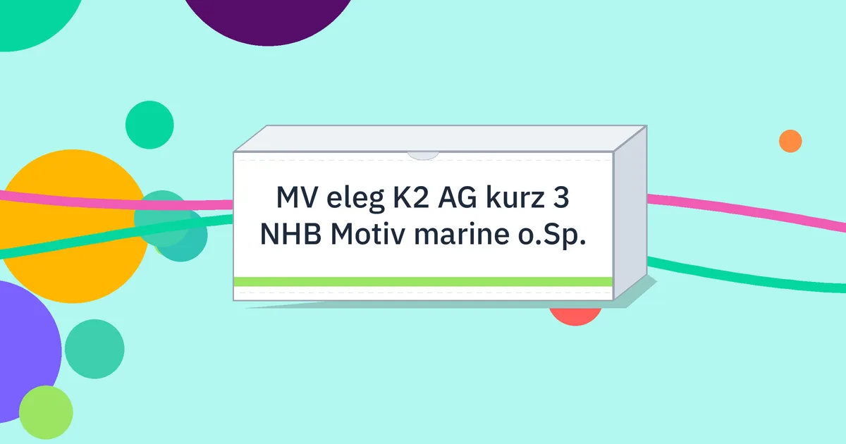 Symbolbild: Packung mit der Aufschrift MV eleg K2 AG kurz 3 NHB Motiv marine o.Sp. (PZN 15708733) – Verfügbarkeit und Bezug in Apotheken in Frankfurt am Main