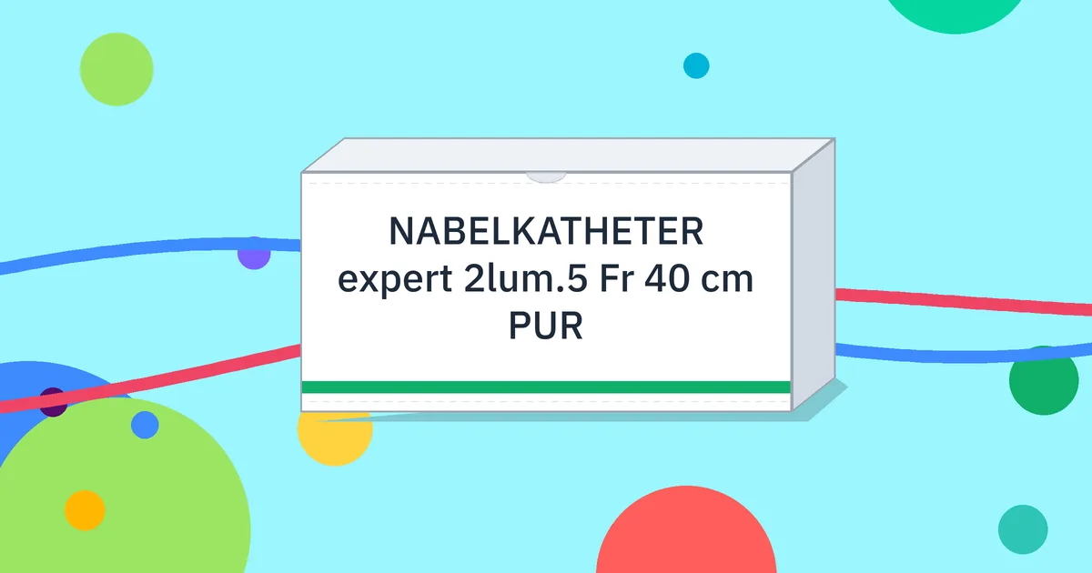 Symbolbild: Packung mit der Aufschrift NABELKATHETER expert 2lum.5 Fr 40 cm PUR (PZN 13712021) – Verfügbarkeit und Bezug in Apotheken in Frankfurt am Main