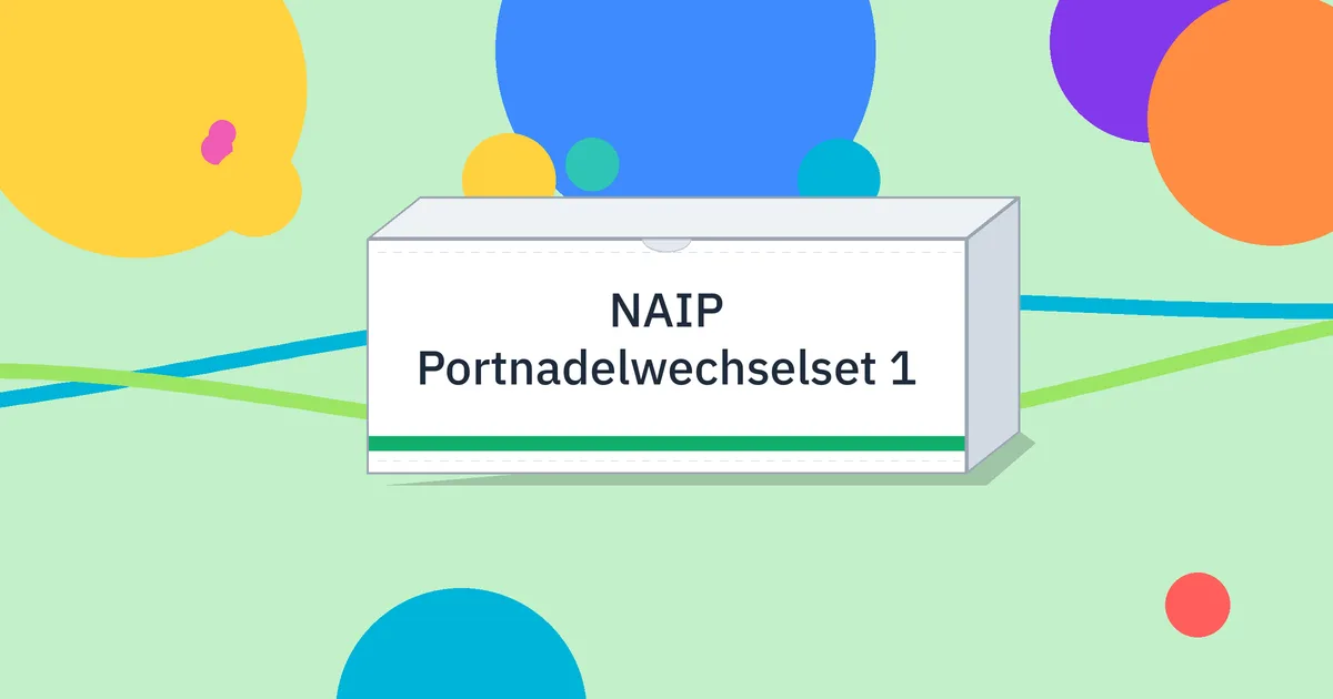 Symbolbild: Packung mit der Aufschrift NAIP Portnadelwechselset 1 (PZN 17639858) – Verfügbarkeit und Bezug in Apotheken in Frankfurt am Main
