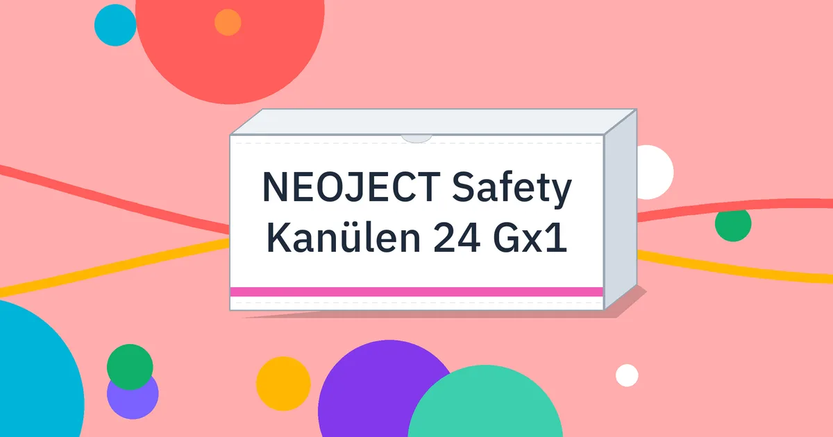 Symbolbild: Packung mit der Aufschrift NEOJECT Safety Kanülen 24 Gx1 (PZN 18197954) – Verfügbarkeit und Bezug in Apotheken in Frankfurt am Main