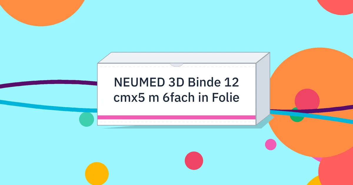 Symbolbild: Packung mit der Aufschrift NEUMED 3D Binde 12 cmx5 m 6fach in Folie (PZN 02845233) – Verfügbarkeit und Bezug in Apotheken in Frankfurt am Main