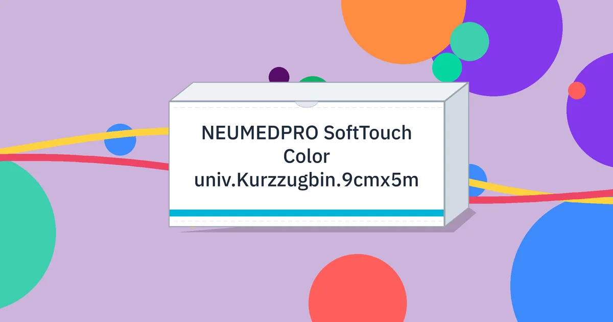 Symbolbild: Packung mit der Aufschrift NEUMEDPRO SoftTouch Color univ.Kurzzugbin.9cmx5m (PZN 19554089) – Verfügbarkeit und Bezug in Apotheken in Frankfurt am Main
