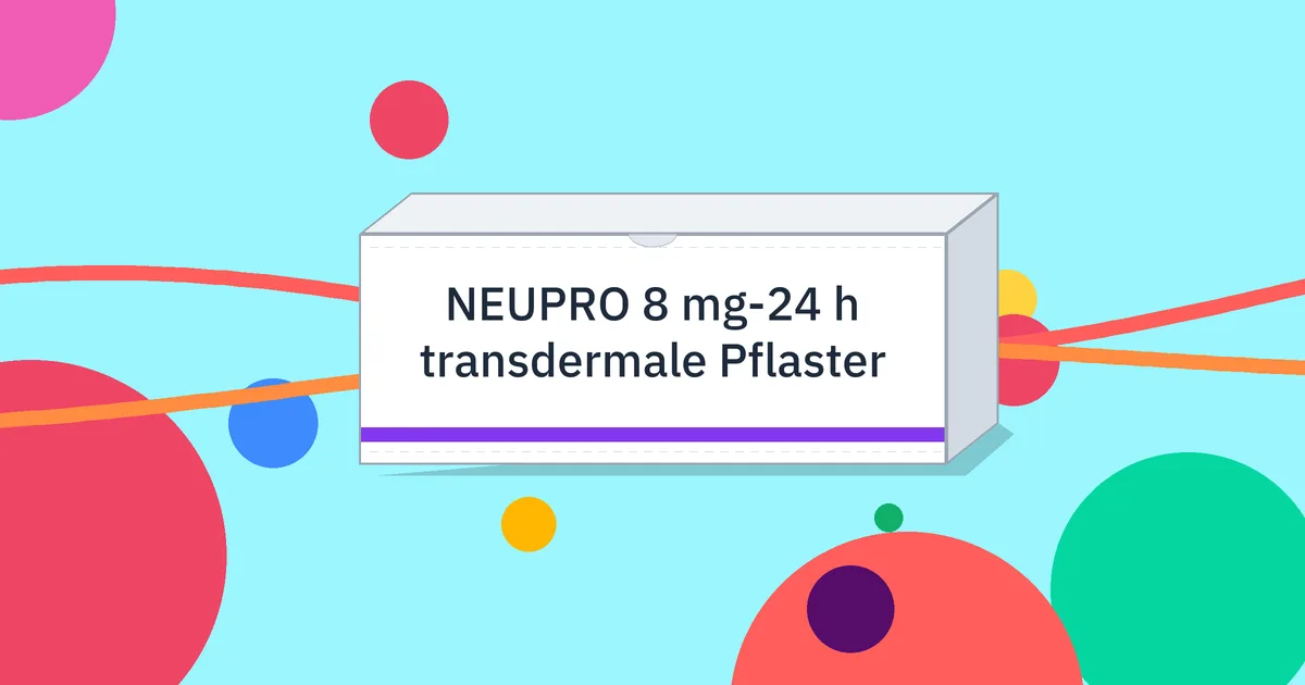 Symbolbild: Packung mit der Aufschrift NEUPRO 8 mg-24 h transdermale Pflaster (PZN 13904803) – Verfügbarkeit und Bezug in Apotheken in Frankfurt am Main