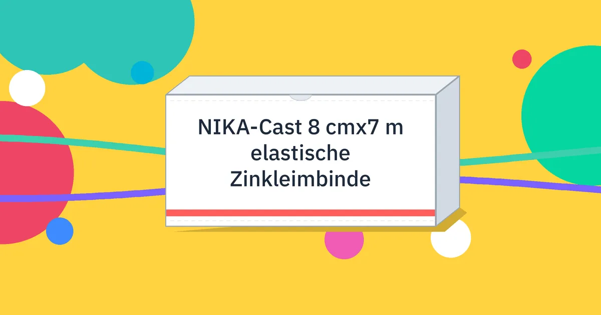 Symbolbild: Packung mit der Aufschrift NIKA-Cast 8 cmx7 m elastische Zinkleimbinde (PZN 02646539) – Verfügbarkeit und Bezug in Apotheken in Frankfurt am Main