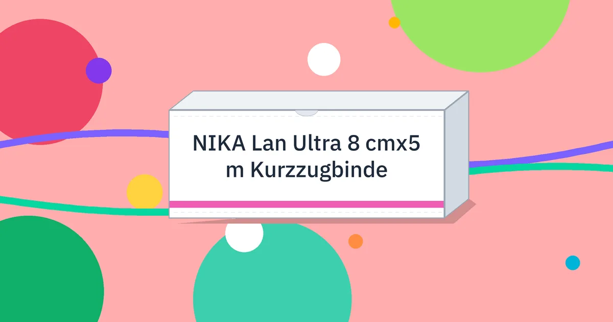 Symbolbild: Packung mit der Aufschrift NIKA Lan Ultra 8 cmx5 m Kurzzugbinde (PZN 18171446) – Verfügbarkeit und Bezug in Apotheken in Frankfurt am Main