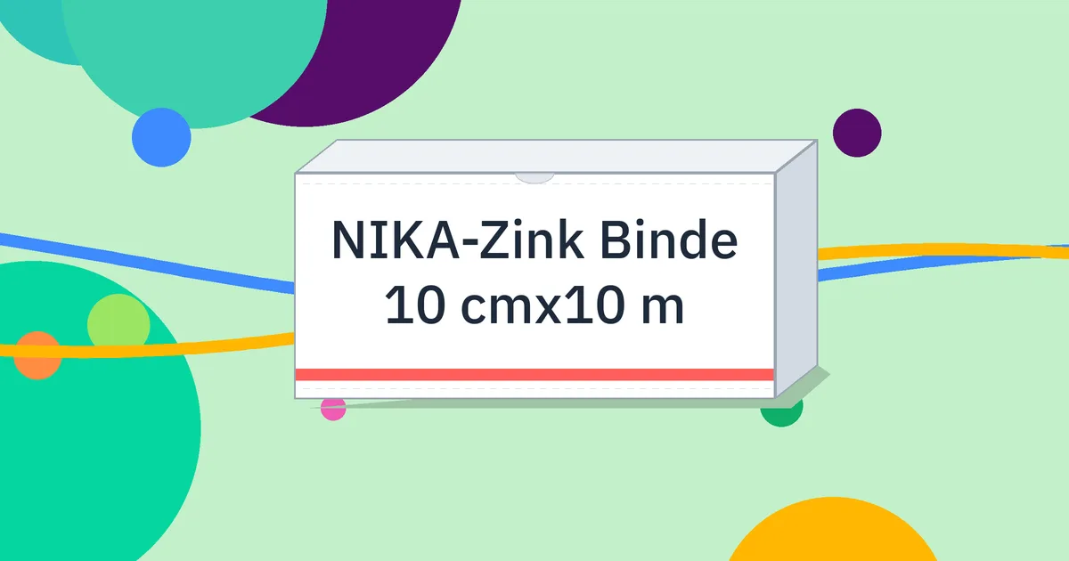 Symbolbild: Packung mit der Aufschrift NIKA-Zink Binde 10 cmx10 m (PZN 02465909) – Verfügbarkeit und Bezug in Apotheken in Frankfurt am Main