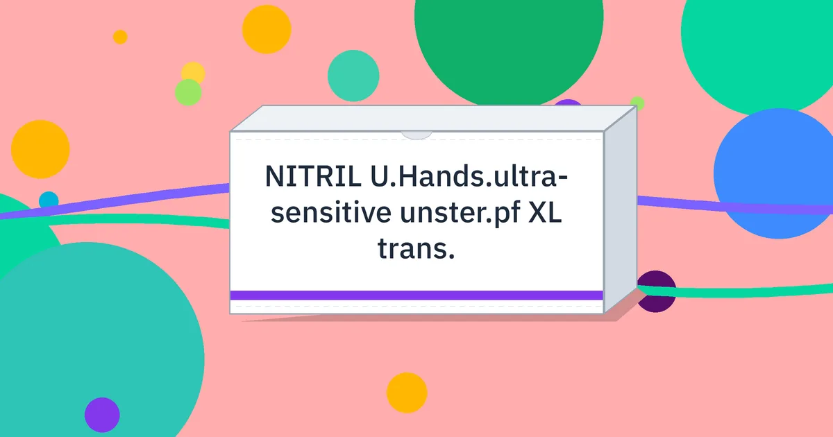 Symbolbild: Packung mit der Aufschrift NITRIL U.Hands.ultra-sensitive unster.pf XL trans. (PZN 13973885) – Verfügbarkeit und Bezug in Apotheken in Frankfurt am Main