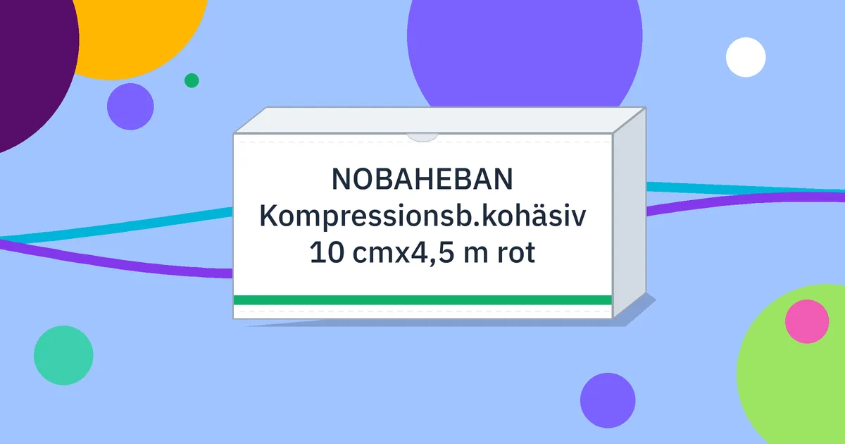 Symbolbild: Packung mit der Aufschrift NOBAHEBAN Kompressionsb.kohäsiv 10 cmx4,5 m rot (PZN 16028733) – Verfügbarkeit und Bezug in Apotheken in Frankfurt am Main