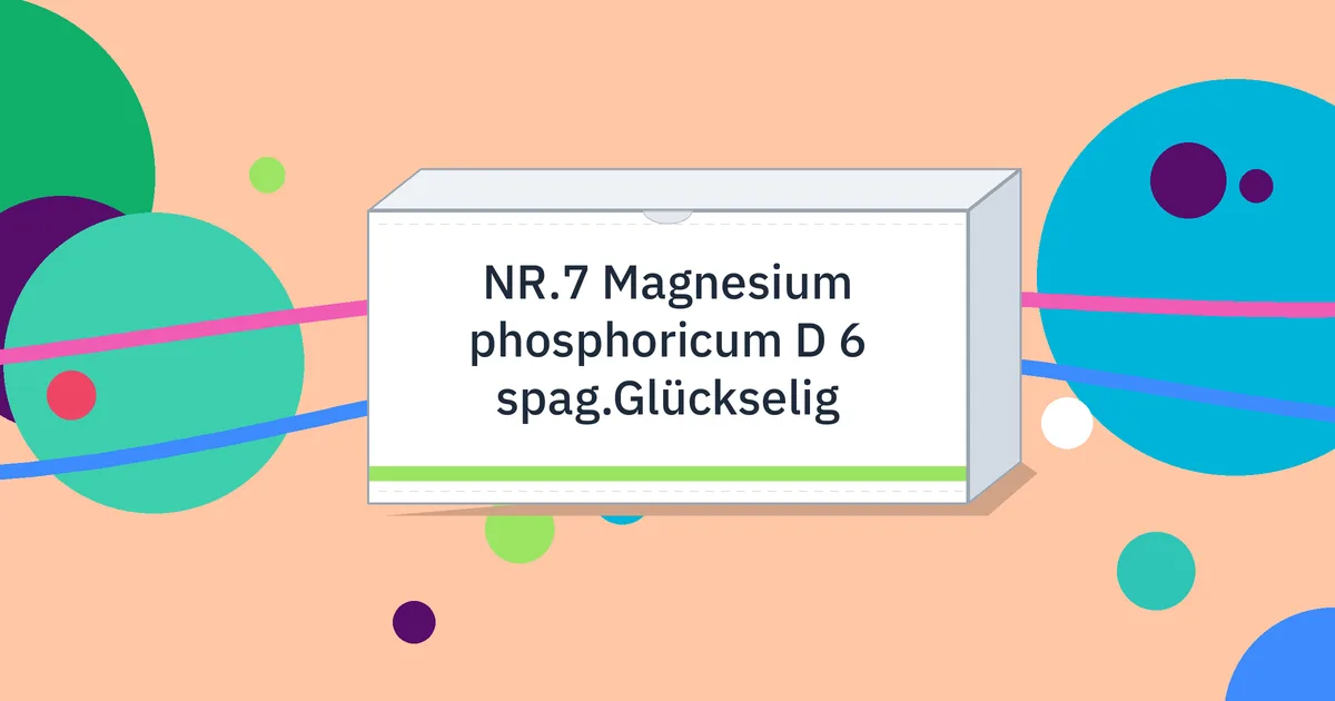 Symbolbild: Packung mit der Aufschrift NR.7 Magnesium phosphoricum D 6 spag.Glückselig (PZN 10965939) – Verfügbarkeit und Bezug in Apotheken in Frankfurt am Main