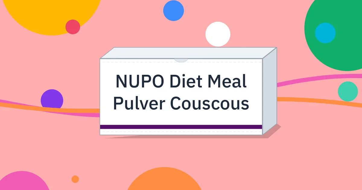 Symbolbild: Packung mit der Aufschrift NUPO Diet Meal Pulver Couscous (PZN 20895128) – Verfügbarkeit und Bezug in Apotheken in Frankfurt am Main