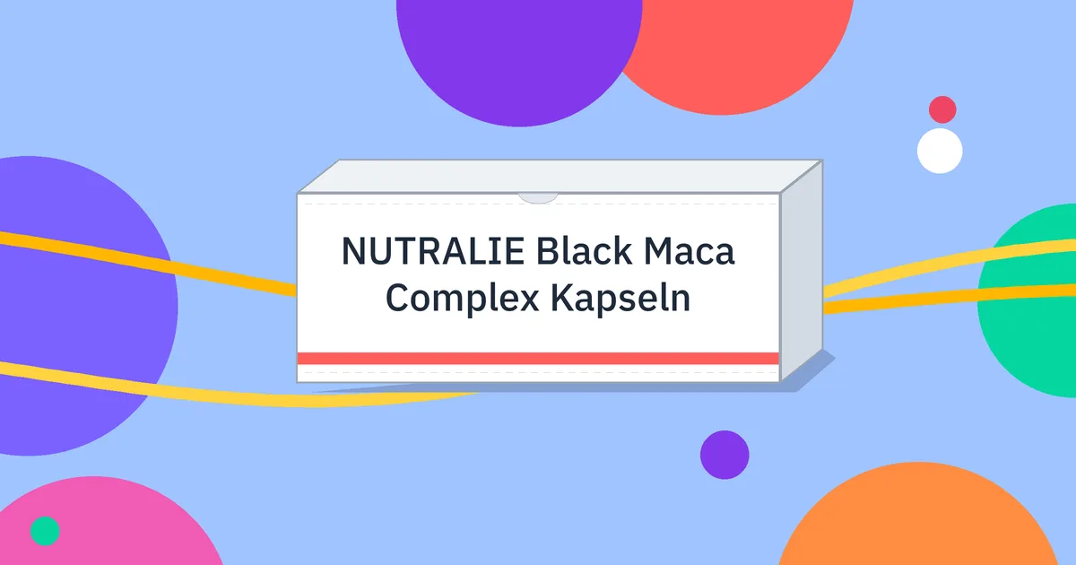 Symbolbild: Packung mit der Aufschrift NUTRALIE Black Maca Complex Kapseln (PZN 18407825) – Verfügbarkeit und Bezug in Apotheken in Frankfurt am Main