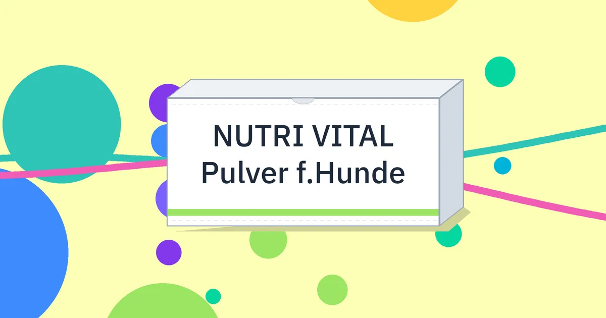 Symbolbild: Packung mit der Aufschrift NUTRI VITAL Pulver f.Hunde (PZN 19208944) – Verfügbarkeit und Bezug in Apotheken in Frankfurt am Main
