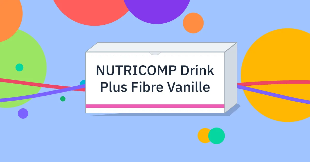 Symbolbild: Packung mit der Aufschrift NUTRICOMP Drink Plus Fibre Vanille (PZN 11847544) – Verfügbarkeit und Bezug in Apotheken in Frankfurt am Main