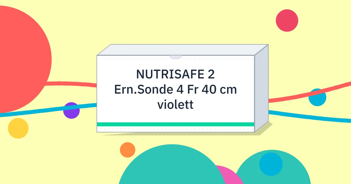Symbolbild: Packung mit der Aufschrift NUTRISAFE 2 Ern.Sonde 4 Fr 40 cm violett (PZN 20066337) – Verfügbarkeit und Bezug in Apotheken in Frankfurt am Main