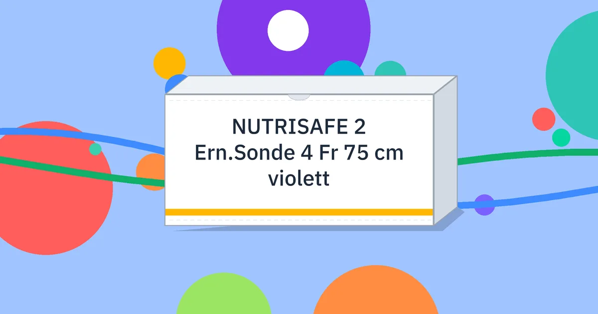 Symbolbild: Packung mit der Aufschrift NUTRISAFE 2 Ern.Sonde 4 Fr 75 cm violett (PZN 12907308) – Verfügbarkeit und Bezug in Apotheken in Frankfurt am Main