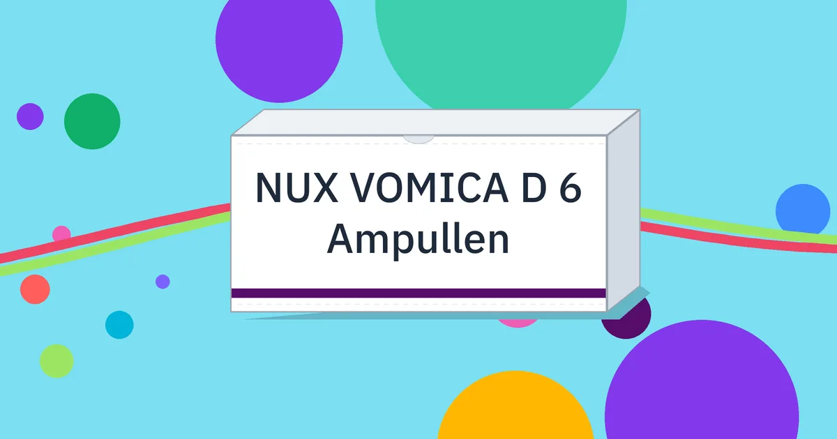 Symbolbild: Packung mit der Aufschrift NUX VOMICA D 6 Ampullen (PZN 11707464) – Verfügbarkeit und Bezug in Apotheken in Frankfurt am Main