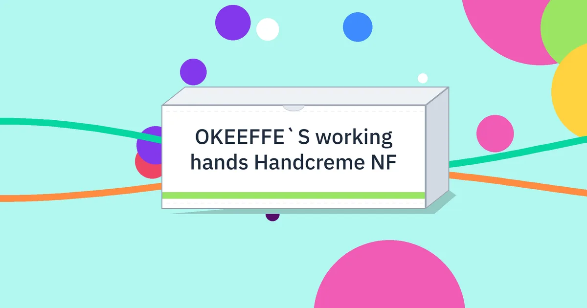 Symbolbild: Packung mit der Aufschrift OKEEFFE`S working hands Handcreme NF (PZN 19809997) – Verfügbarkeit und Bezug in Apotheken in Frankfurt am Main
