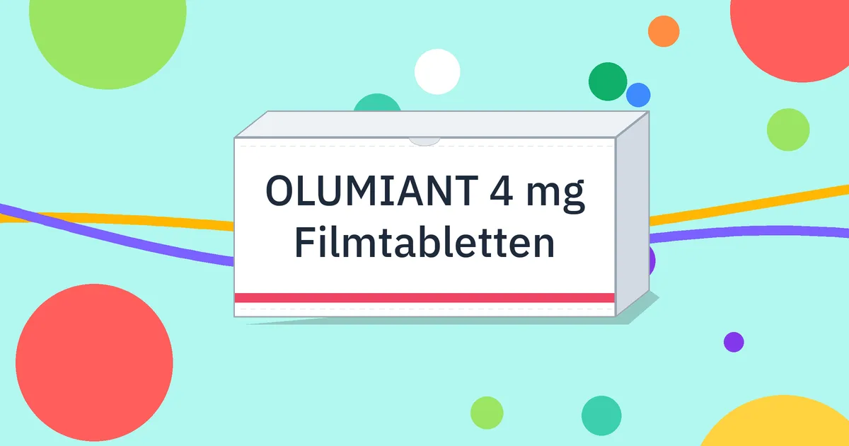 Symbolbild: Packung mit der Aufschrift OLUMIANT 4 mg Filmtabletten (PZN 18762621) – Verfügbarkeit und Bezug in Apotheken in Frankfurt am Main