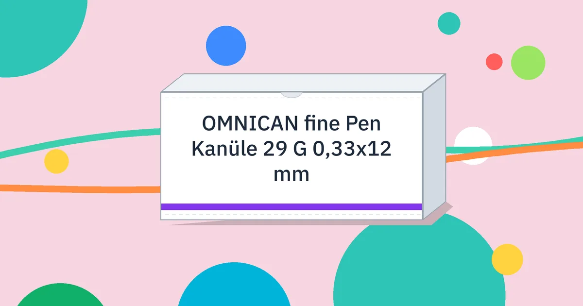 Symbolbild: Packung mit der Aufschrift OMNICAN fine Pen Kanüle 29 G 0,33x12 mm (PZN 19460537) – Verfügbarkeit und Bezug in Apotheken in Frankfurt am Main