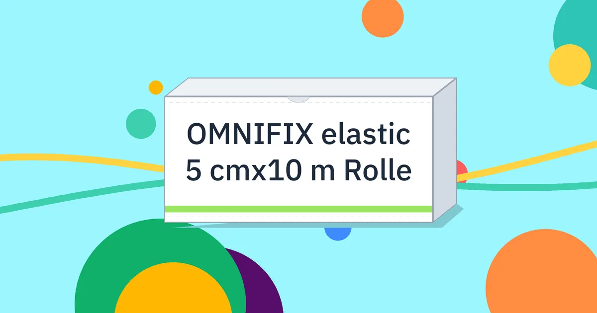 Symbolbild: Packung mit der Aufschrift OMNIFIX elastic 5 cmx10 m Rolle (PZN 10792723) – Verfügbarkeit und Bezug in Apotheken in Frankfurt am Main