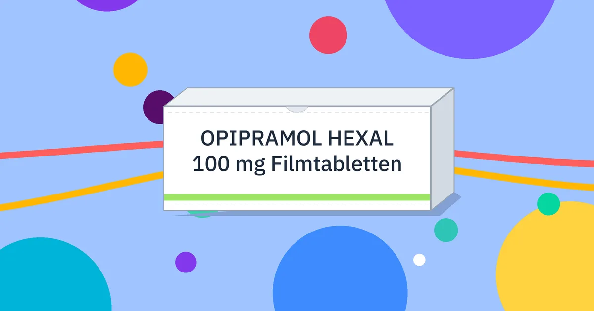 Symbolbild: Packung mit der Aufschrift OPIPRAMOL HEXAL 100 mg Filmtabletten (PZN 04390937) – Verfügbarkeit und Bezug in Apotheken in Frankfurt am Main