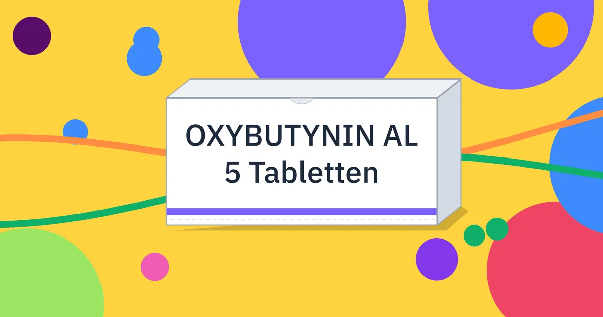 Symbolbild: Packung mit der Aufschrift OXYBUTYNIN AL 5 Tabletten (PZN 00739521) – Verfügbarkeit und Bezug in Apotheken in Frankfurt am Main