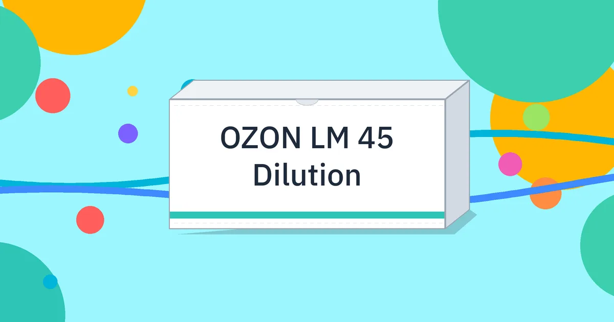 Symbolbild: Packung mit der Aufschrift OZON LM 45 Dilution (PZN 12974701) – Verfügbarkeit und Bezug in Apotheken in Frankfurt am Main