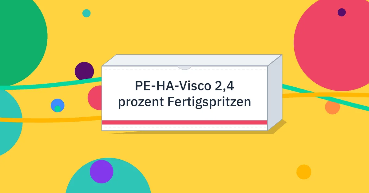 Symbolbild: Packung mit der Aufschrift PE-HA-Visco 2,4 prozent Fertigspritzen (PZN 13227969) – Verfügbarkeit und Bezug in Apotheken in Frankfurt am Main