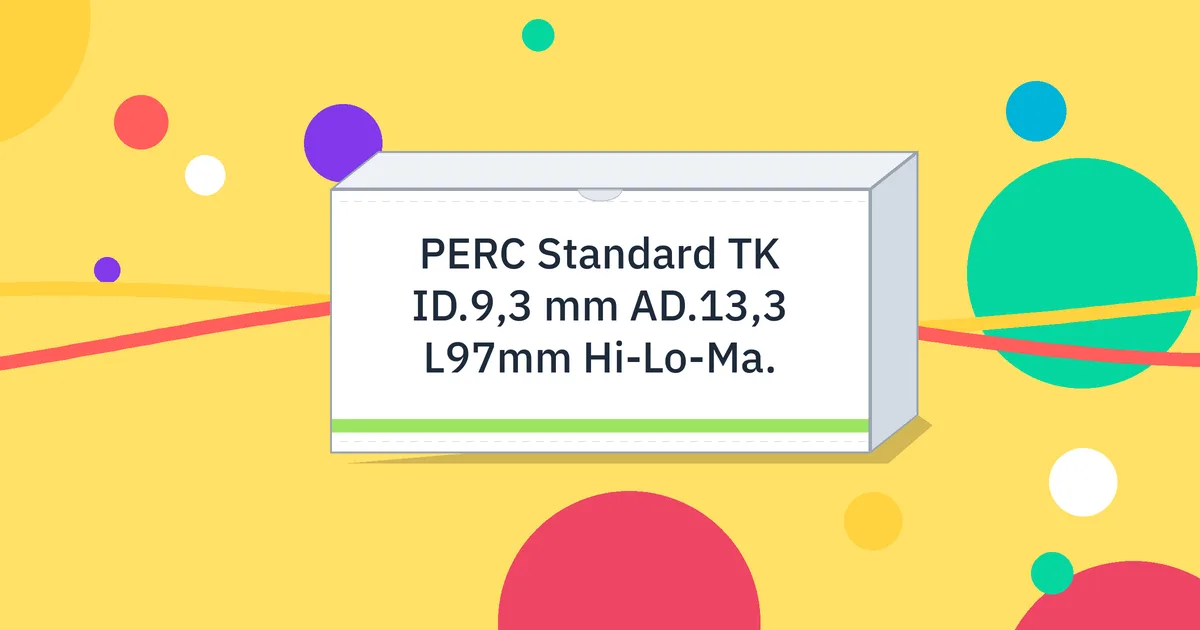 Symbolbild: Packung mit der Aufschrift PERC Standard TK ID.9,3 mm AD.13,3 L97mm Hi-Lo-Ma. (PZN 03379939) – Verfügbarkeit und Bezug in Apotheken in Frankfurt am Main
