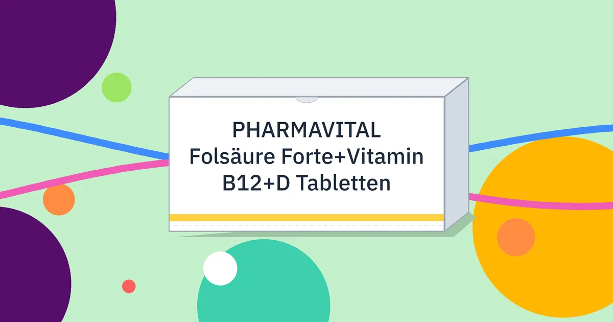 Symbolbild: Packung mit der Aufschrift PHARMAVITAL Folsäure Forte+Vitamin B12+D Tabletten (PZN 18723064) – Verfügbarkeit und Bezug in Apotheken in Frankfurt am Main