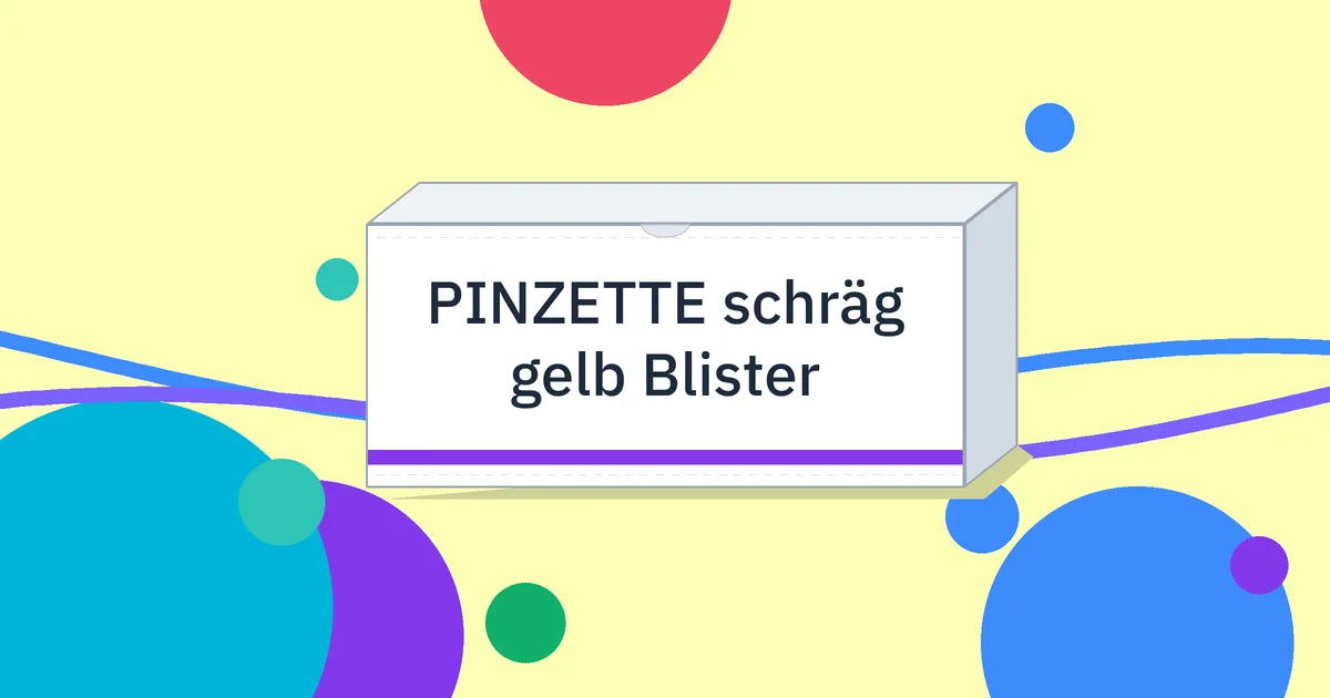 Symbolbild: Packung mit der Aufschrift PINZETTE schräg gelb Blister (PZN 01599269) – Verfügbarkeit und Bezug in Apotheken in Frankfurt am Main
