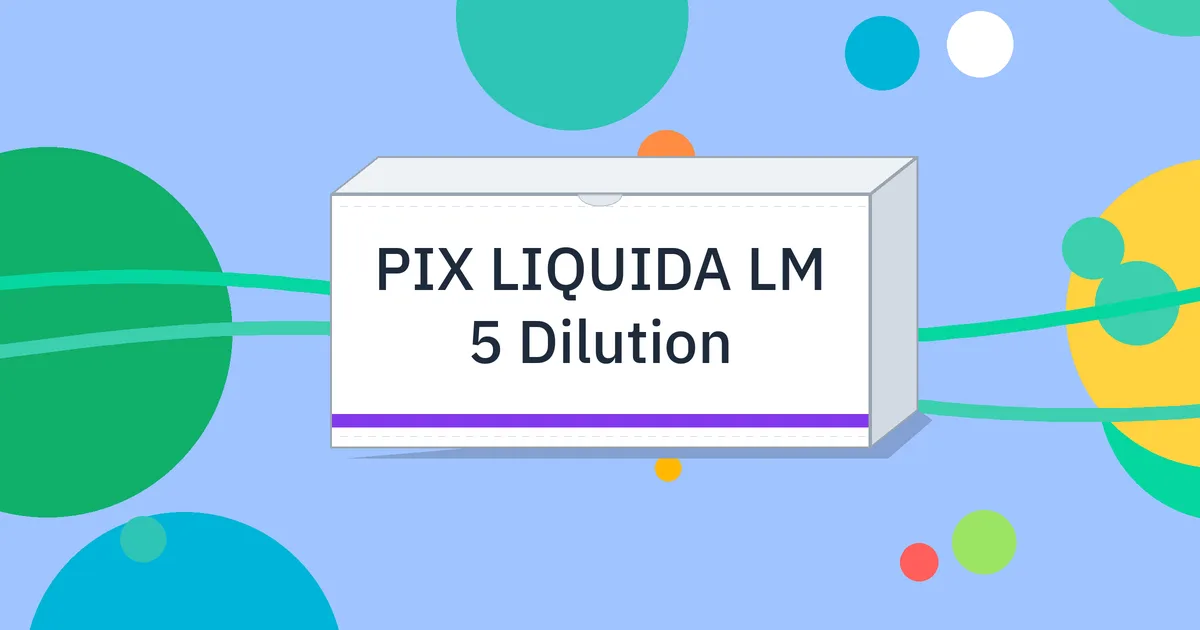 Symbolbild: Packung mit der Aufschrift PIX LIQUIDA LM 5 Dilution (PZN 13646169) – Verfügbarkeit und Bezug in Apotheken in Frankfurt am Main