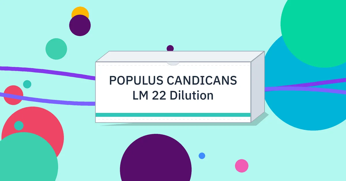 Symbolbild: Packung mit der Aufschrift POPULUS CANDICANS LM 22 Dilution (PZN 13664397) – Verfügbarkeit und Bezug in Apotheken in Frankfurt am Main