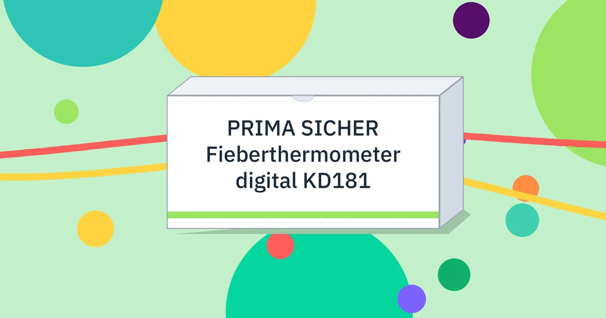 Symbolbild: Packung mit der Aufschrift PRIMA SICHER Fieberthermometer digital KD181 (PZN 03647133) – Verfügbarkeit und Bezug in Apotheken in Frankfurt am Main