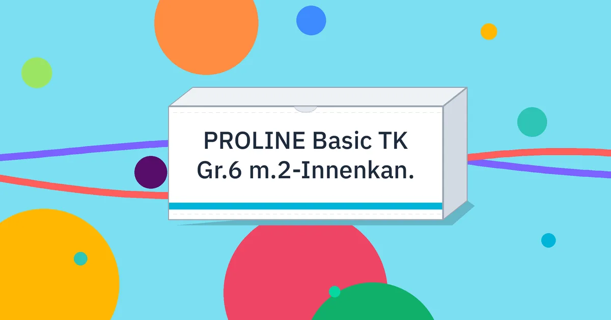 Symbolbild: Packung mit der Aufschrift PROLINE Basic TK Gr.6 m.2-Innenkan. (PZN 16148006) – Verfügbarkeit und Bezug in Apotheken in Frankfurt am Main