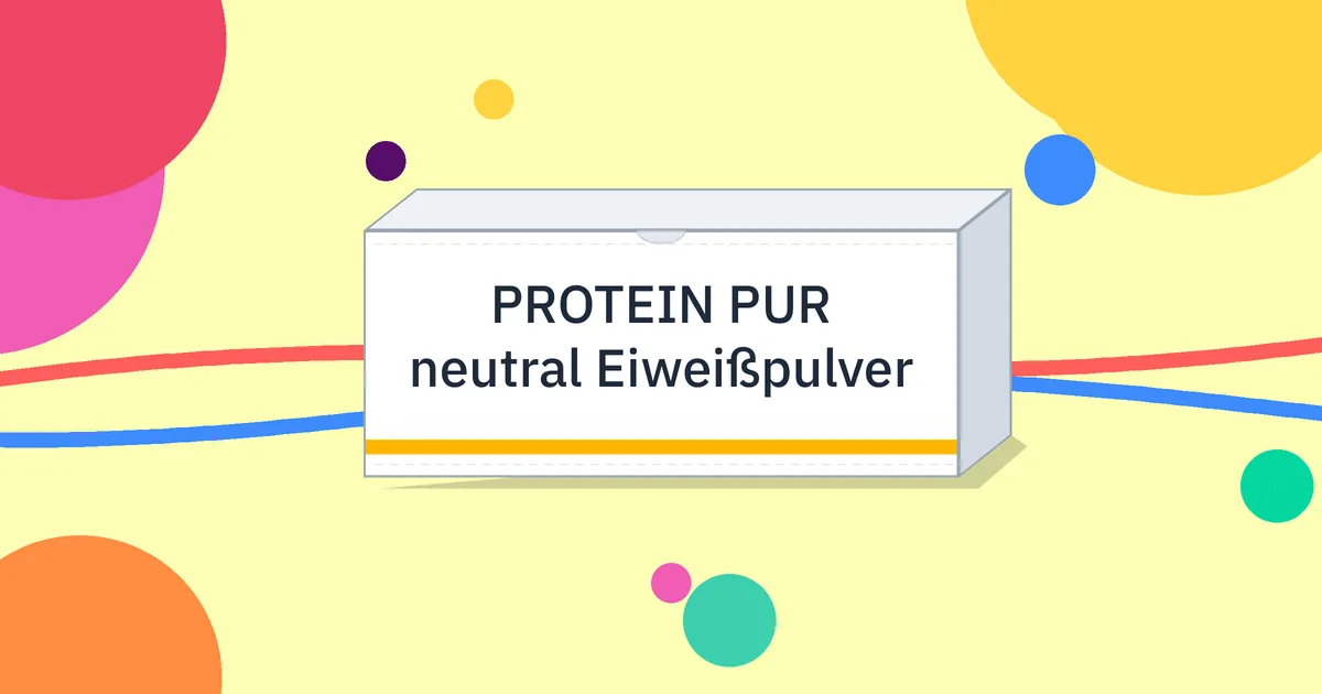 Symbolbild: Packung mit der Aufschrift PROTEIN PUR neutral Eiweißpulver (PZN 13168362) – Verfügbarkeit und Bezug in Apotheken in Frankfurt am Main