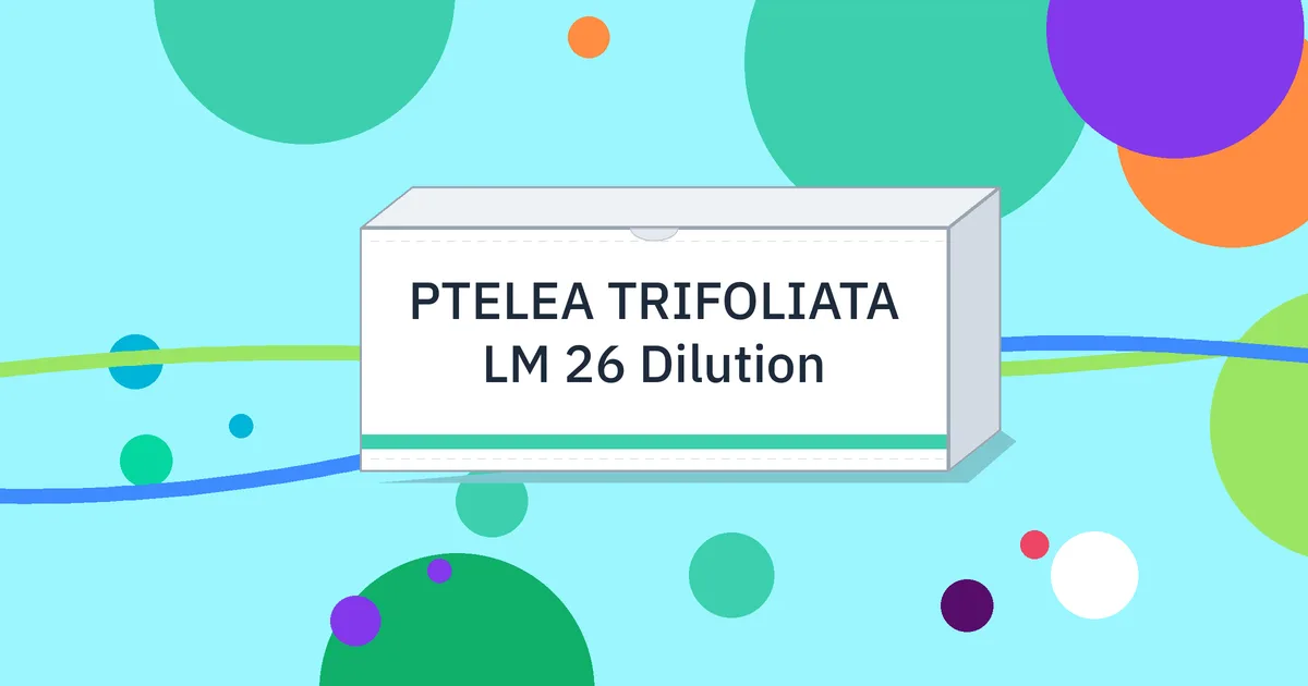 Symbolbild: Packung mit der Aufschrift PTELEA TRIFOLIATA LM 26 Dilution (PZN 13670512) – Verfügbarkeit und Bezug in Apotheken in Frankfurt am Main