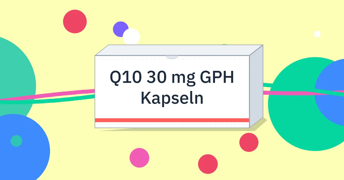 Symbolbild: Packung mit der Aufschrift Q10 30 mg GPH Kapseln (PZN 09722025) – Verfügbarkeit und Bezug in Apotheken in Frankfurt am Main